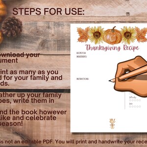 Printable Recipe Planner Book Thanksgiving Recipe Cards - Etsy
