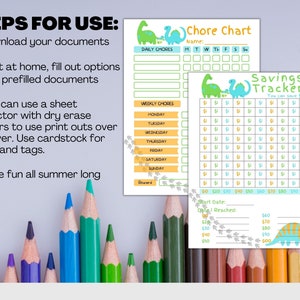 Printable Dinosaur Themed Family Management, Kid Planners, Charts, and ...