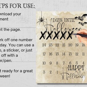 Printable Halloween Countdown, Gothic Advent Calendar, Victorian ...
