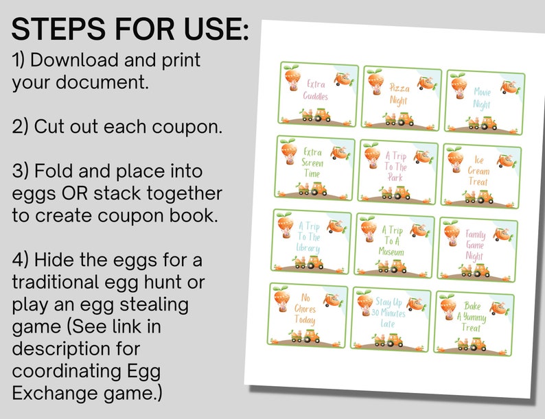 Printable Easter Egg Coupons, Easter Egg Filler, Easter Gift for Kids ...