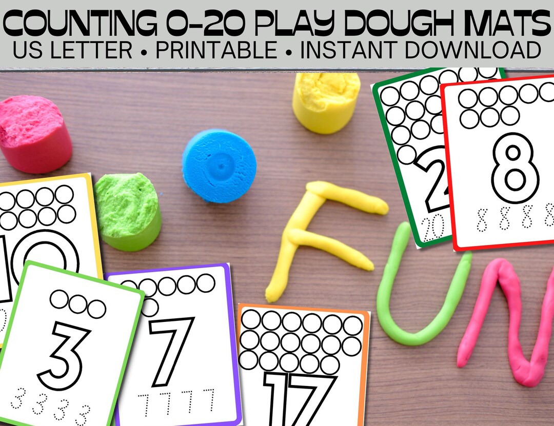Printable Counting 0-20 Play Dough Mats Dry Erase Number - Etsy