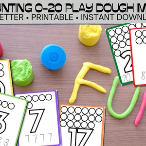 Printable Counting 0-20 Play Dough Mats Dry Erase Number - Etsy