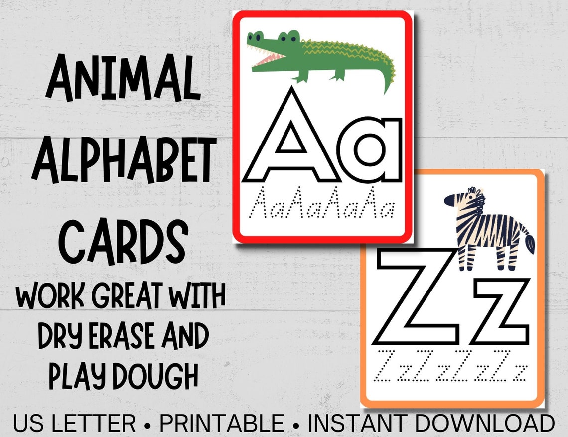 Printable Animal Alphabet Play Dough Mats Dry Erase Letter - Etsy