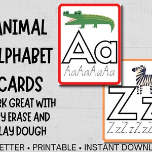 Printable Animal Alphabet Play Dough Mats, Dry Erase Letter Practice ...
