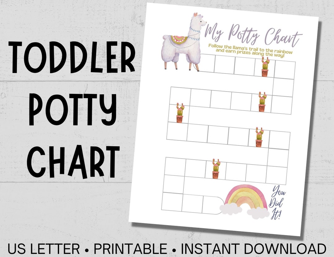 Boho Llama Rainbow Potty Training Reward Chart for Toddler, Printable ...