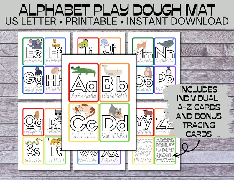 Printable Animal Alphabet Play Dough Mats Dry Erase Letter - Etsy