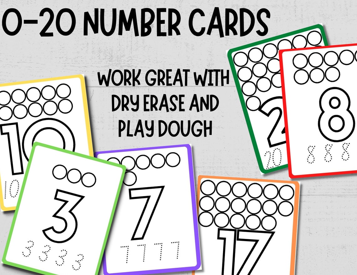 Printable Counting 0-20 Play Dough Mats, Dry Erase Number Practice ...