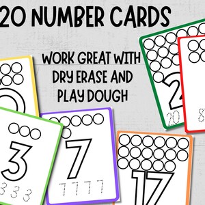 Printable Counting 0-20 Play Dough Mats, Dry Erase Number Practice ...
