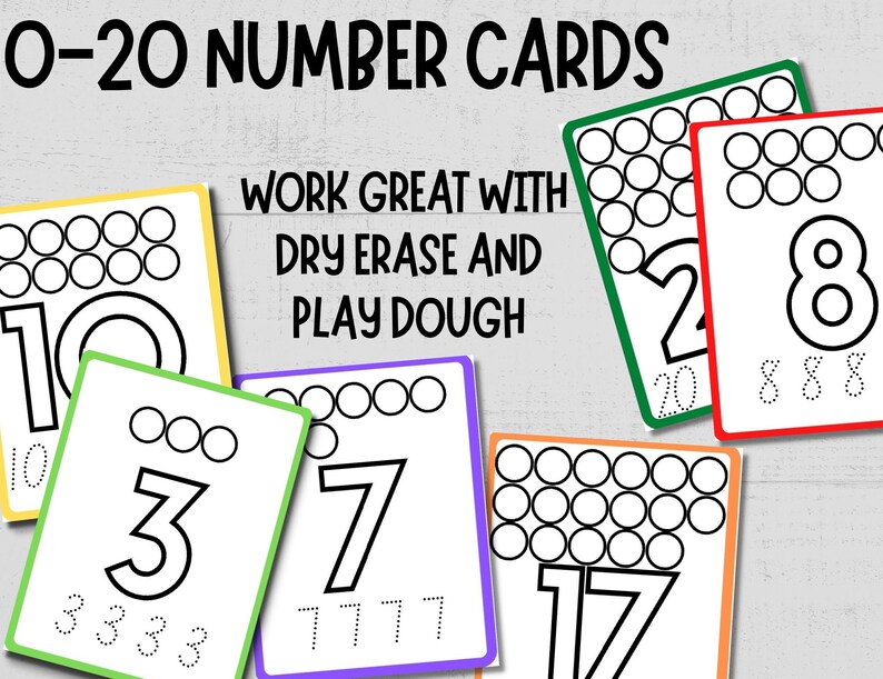 Printable Counting 0-20 Play Dough Mats, Dry Erase Number Practice ...