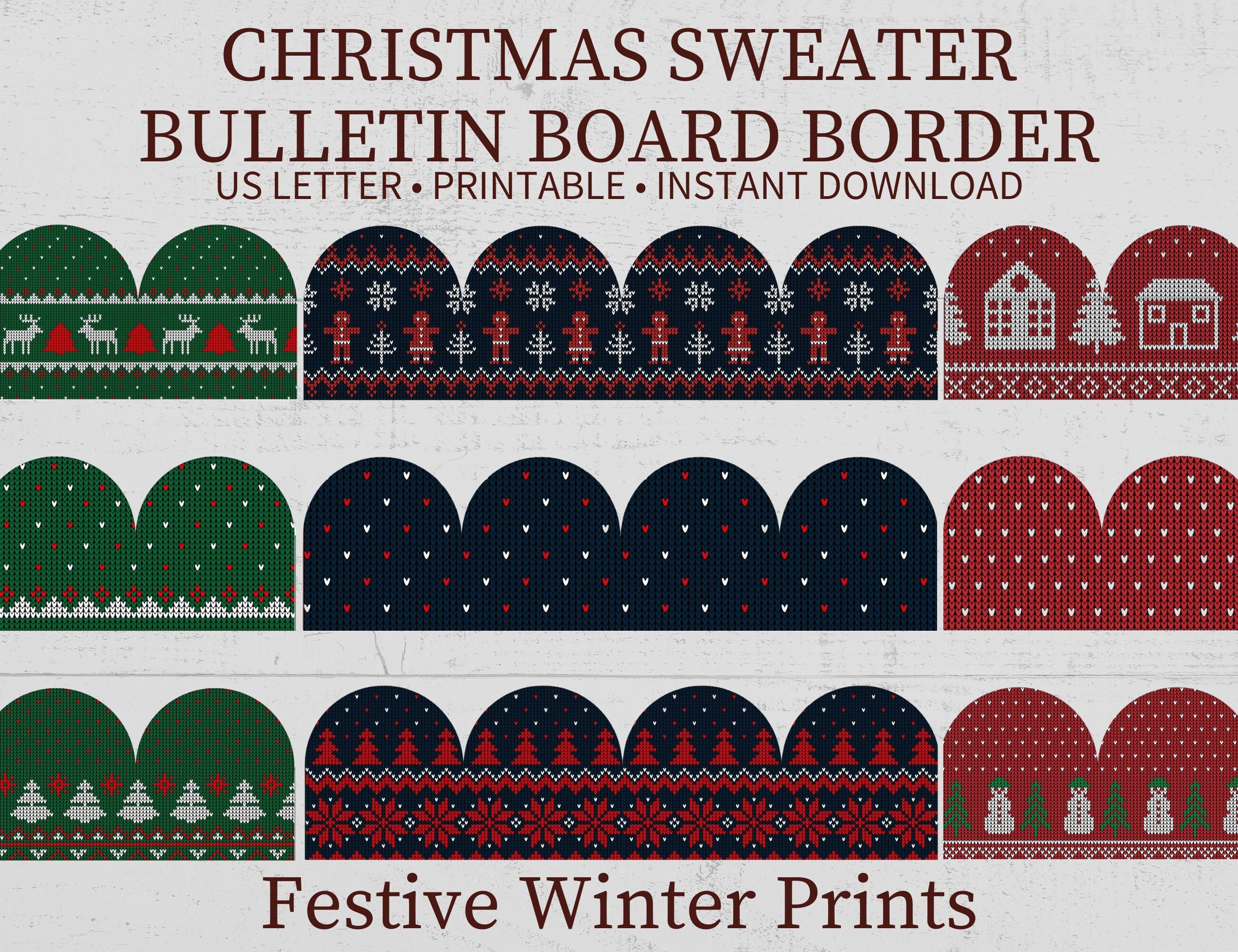 Classroom Bulletin Board Border Kit Printable Christmas - Etsy