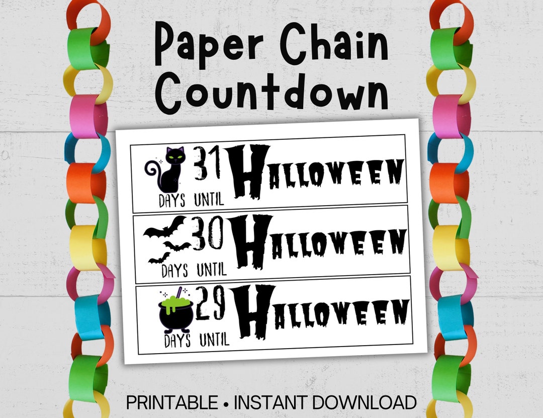 Printable Halloween Countdown, Cute Kids' Paper Chain Advent Calendar ...