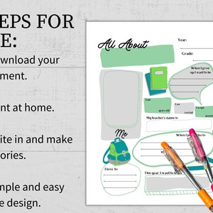 Printable First Day of School Sign, All About Me Instant Download - Etsy