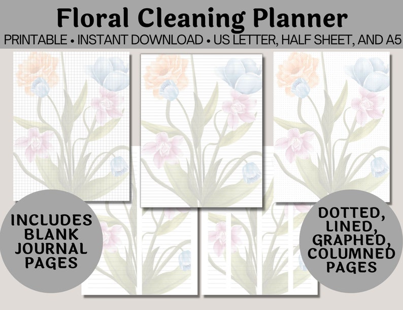 Printable Cleaning Checklist and Schedule With Floral Print Design - Etsy