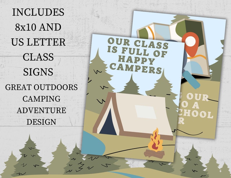 Printable Happy Camper Back to School Classroom Signs, Great Outdoors ...