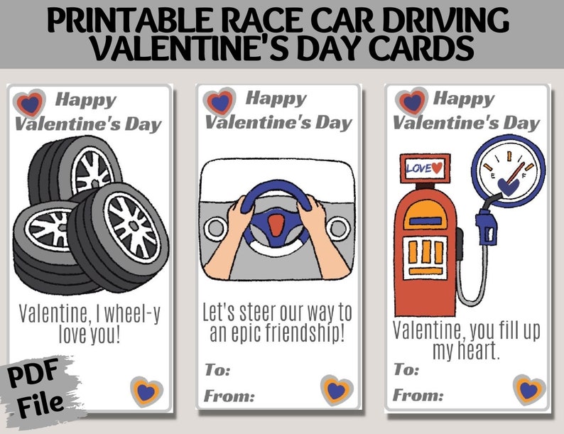 Printable Race Car Valentine's Day Cards for Car Loving - Etsy
