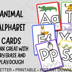 Printable Animal Alphabet Play Dough Mats, Dry Erase Letter Practice ...