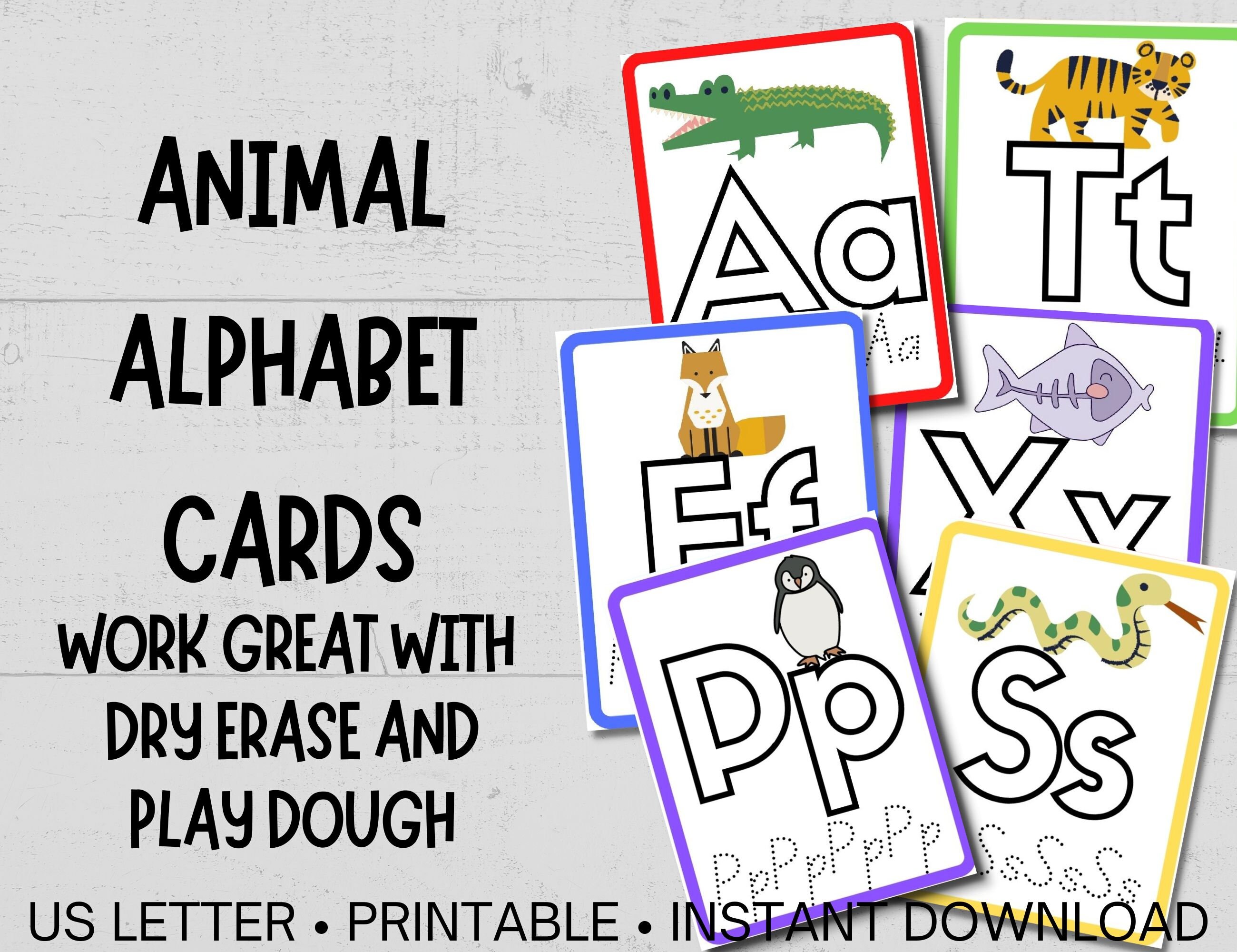 Printable Animal Alphabet Play Dough Mats Dry Erase Letter - Etsy