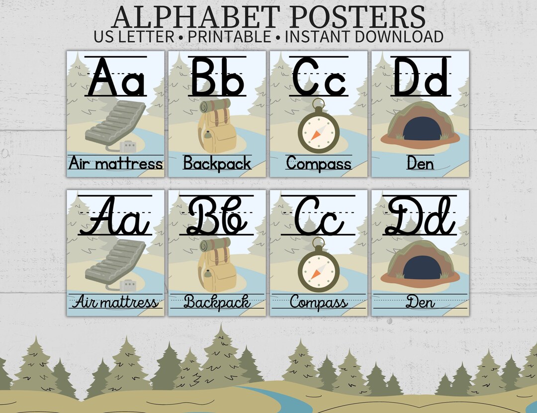 Alphabet Posters, Happy Camper Back to School Classroom Signs, Great ...