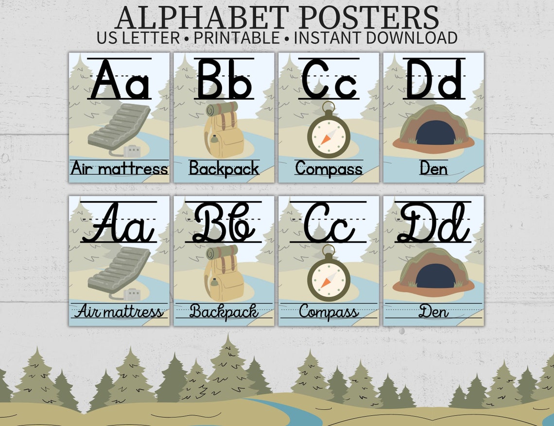 Alphabet Posters, Happy Camper Back to School Classroom Signs, Great ...