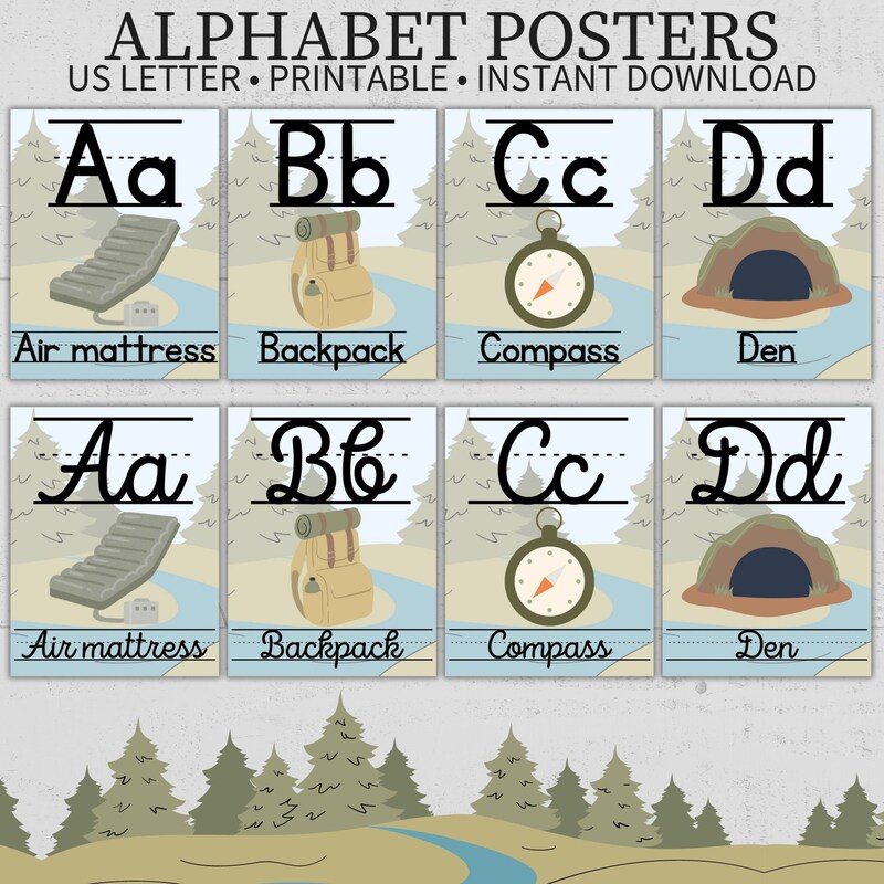 Camping Alphabet - Etsy