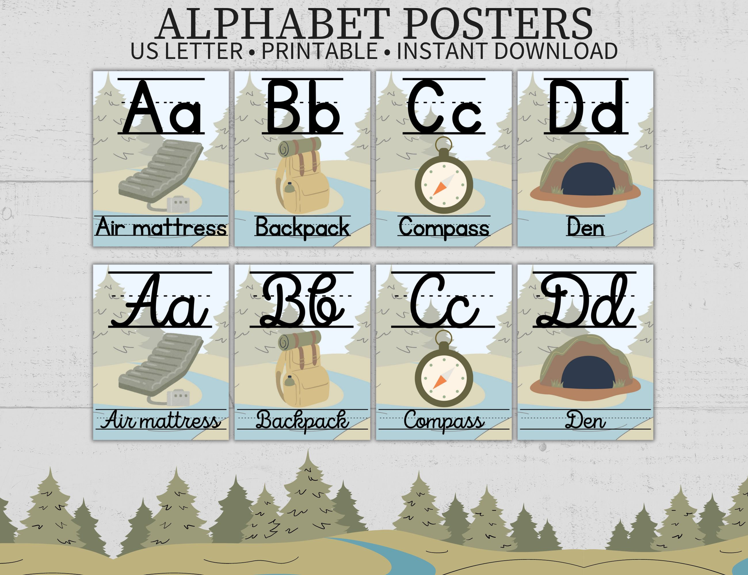 Alphabet Posters, Happy Camper Back to School Classroom Signs, Great ...
