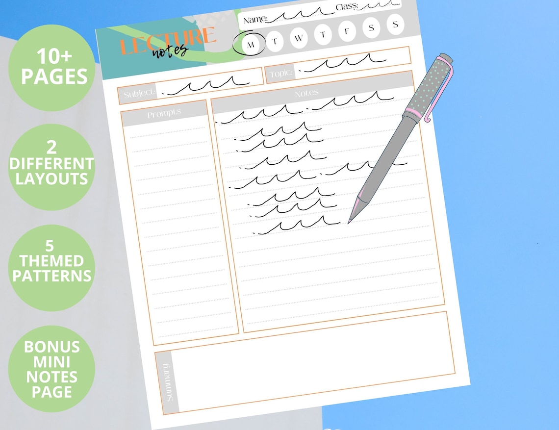 Printable Class Notes, Lecture Notes, Study Planner, Goodnotes Template ...