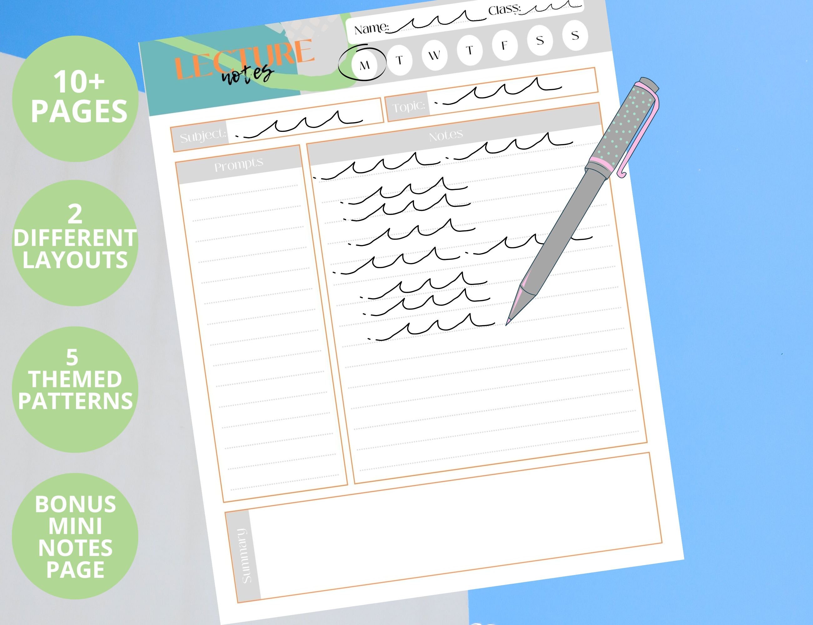 Printable Class Notes, Lecture Notes, Study Planner, Goodnotes Template ...