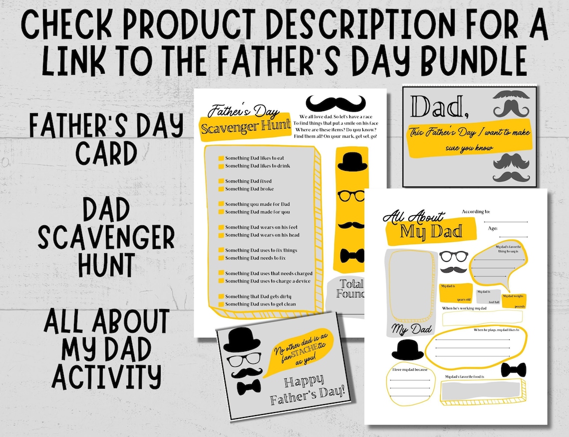 Father's Day Printable Scavenger Hunt, Fun Competitive Game for Kids ...