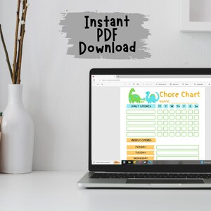 Printable Dinosaur Kids Chore Chart, Responsibility Tracker for Dino ...