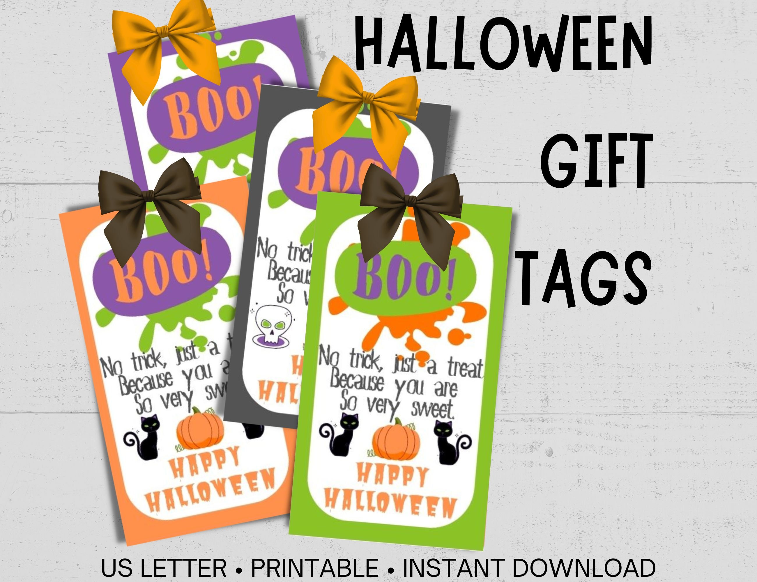 Printable Halloween Treat Tags, Halloween Gift Tags, Trick or Treat Tag ...