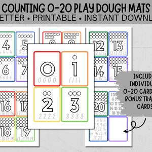 Printable Counting 0-20 Play Dough Mats, Dry Erase Number Practice ...