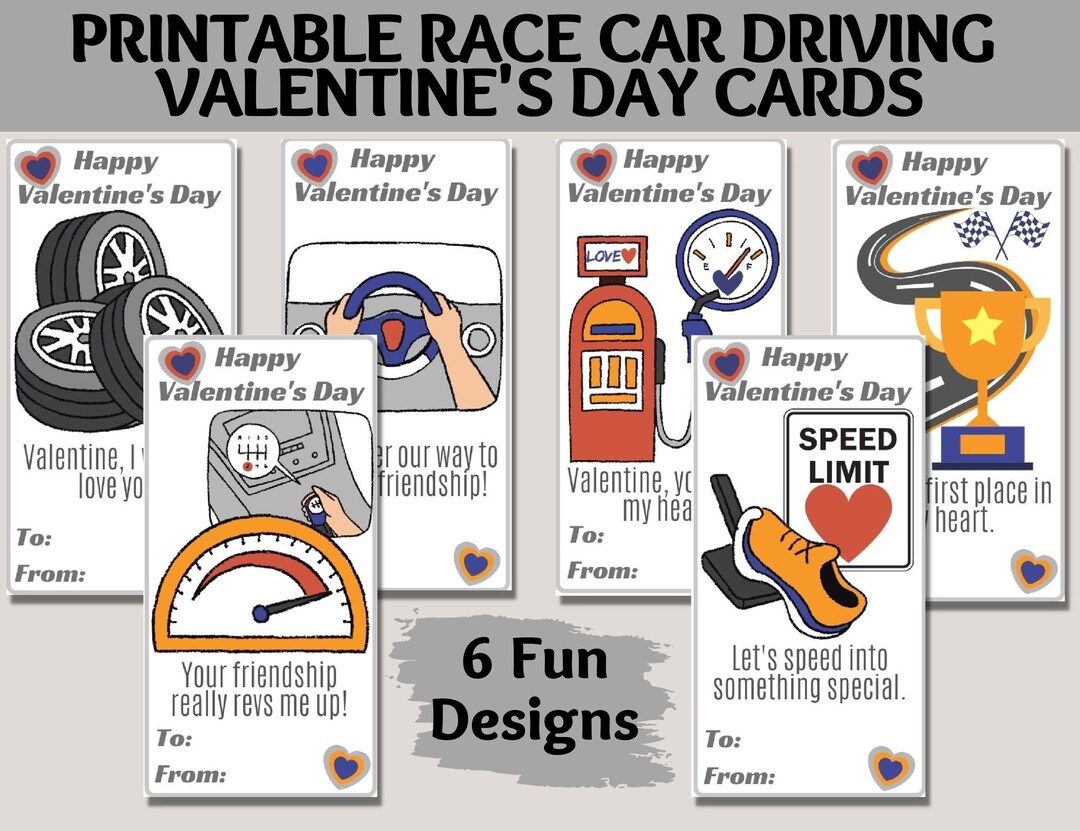 Printable Race Car Valentine's Day Cards for Car Loving - Etsy