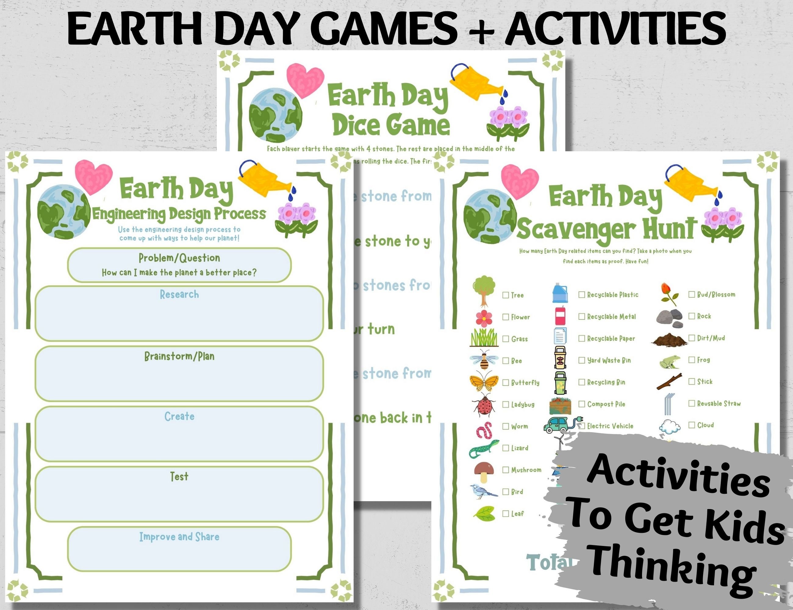 Printable Earth Day Games and Activities Bundle for Kids, Educational ...