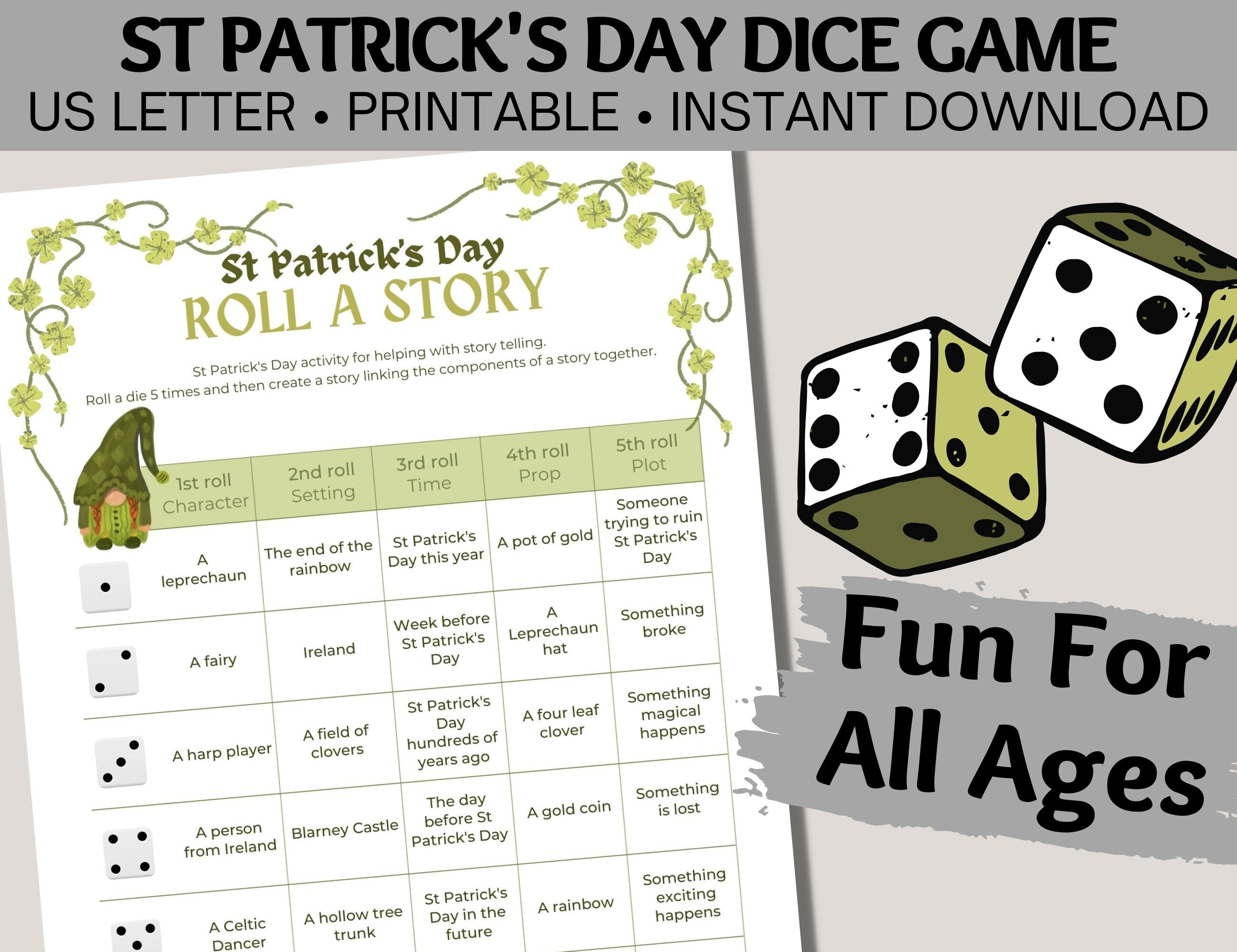 St Patrick's Day Roll A Story Dice Game, Printable Creative Story ...