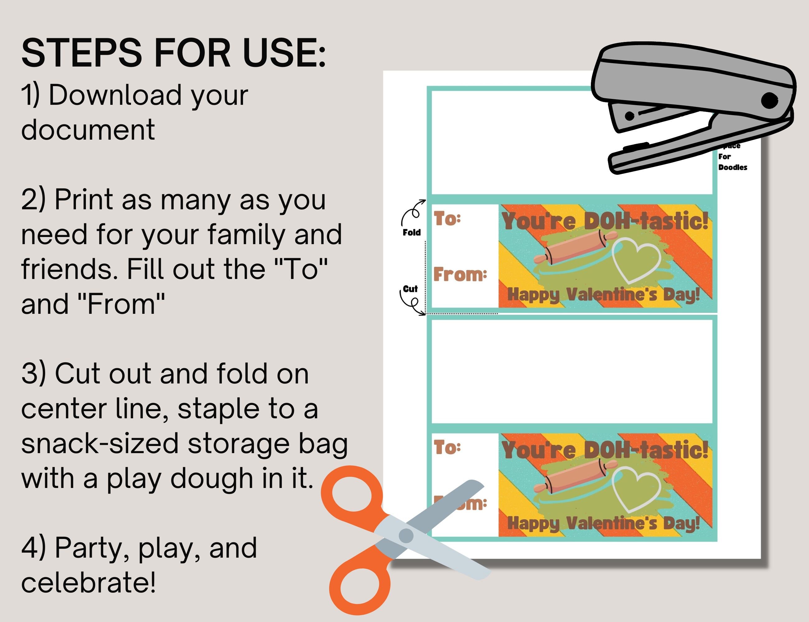 Printable Play Dough Valentine Gift Tag, DIY Kid's Valentine's Day Card ...
