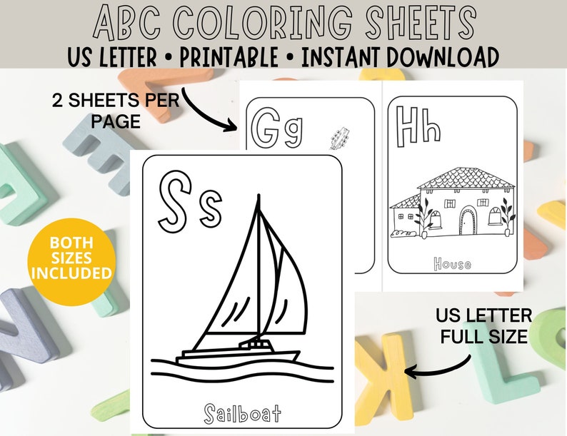 Printable Alphabet Coloring Pages, Preschool and Kindergarten ABC ...