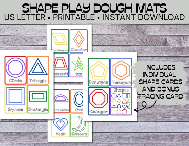 Printable Shape Play Dough Mats Dry Erase Shape Recognition - Etsy