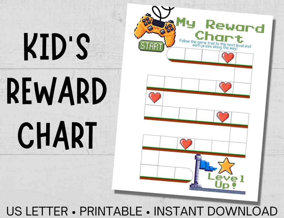 Gamer Reward Chart for Kids, Printable Responsibility and Routine Chart ...