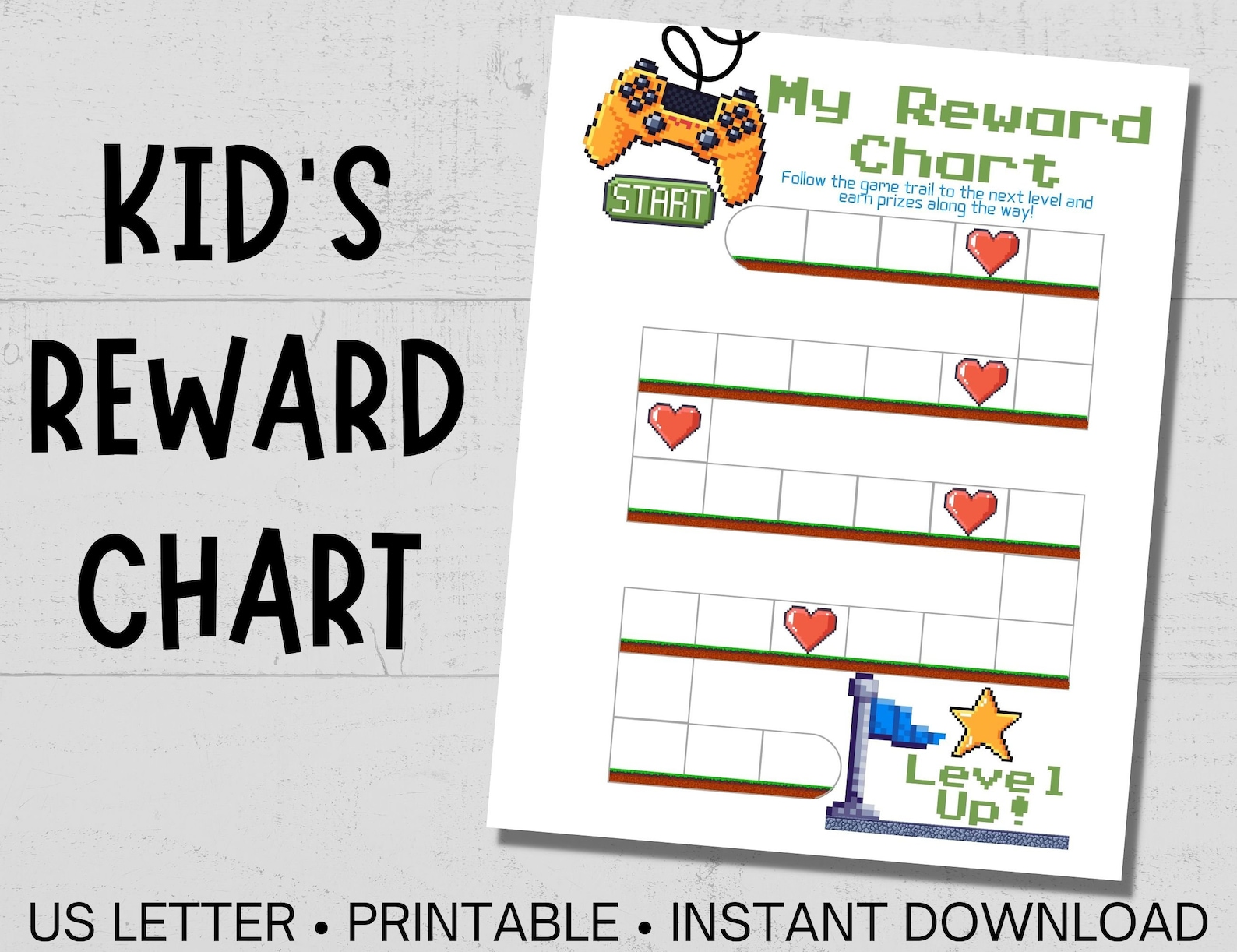 Gamer Reward Chart for Kids, Printable Responsibility and Routine Chart ...