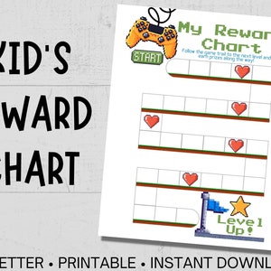 Gamer Reward Chart for Kids, Printable Responsibility and Routine Chart ...
