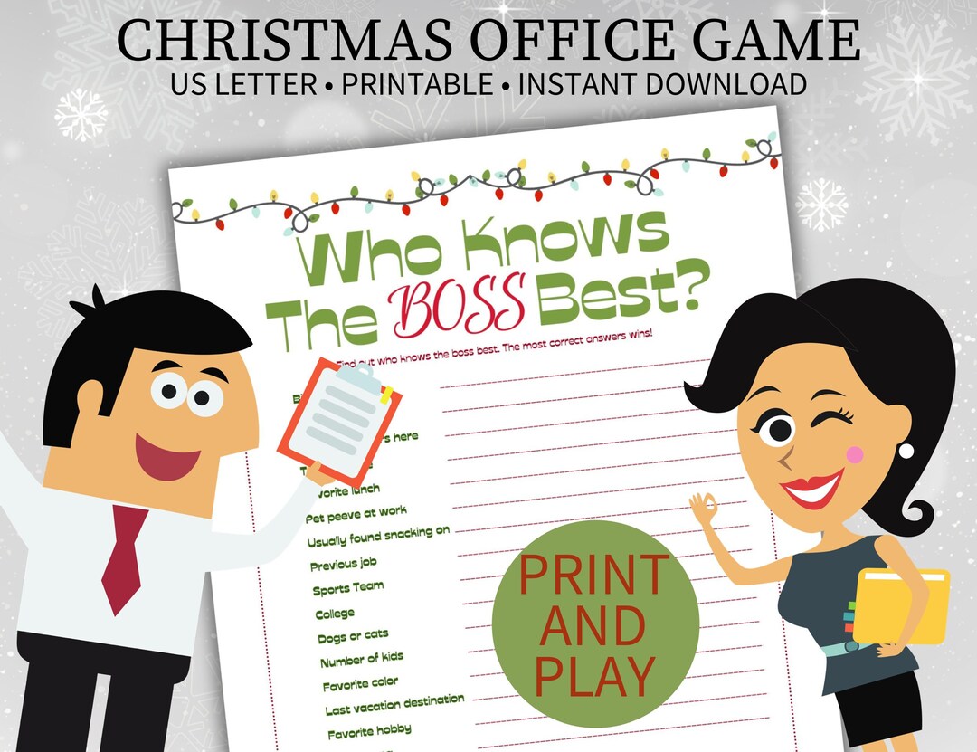 Printable Christmas Office Party Game, Who Knows the Boss Best Activity ...