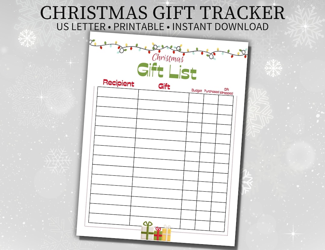 Printable Christmas Gift Tracker, Holiday Gift List, Gift Log, Gift ...