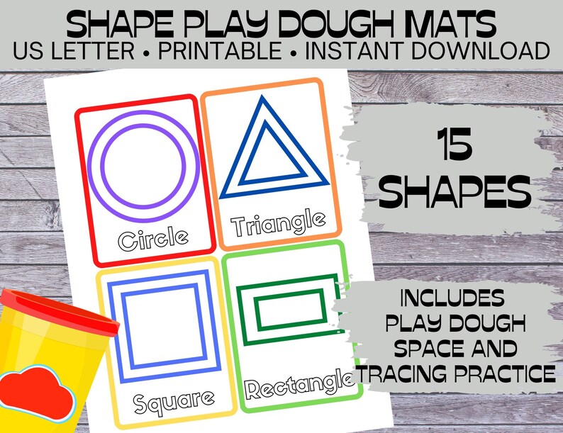 Printable Shape Play Dough Mats Dry Erase Shape Recognition - Etsy