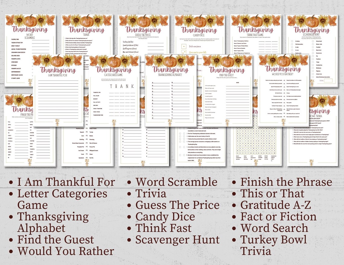 Printable Thanksgiving Games and Activities Ultimate Bundle, Kid and ...