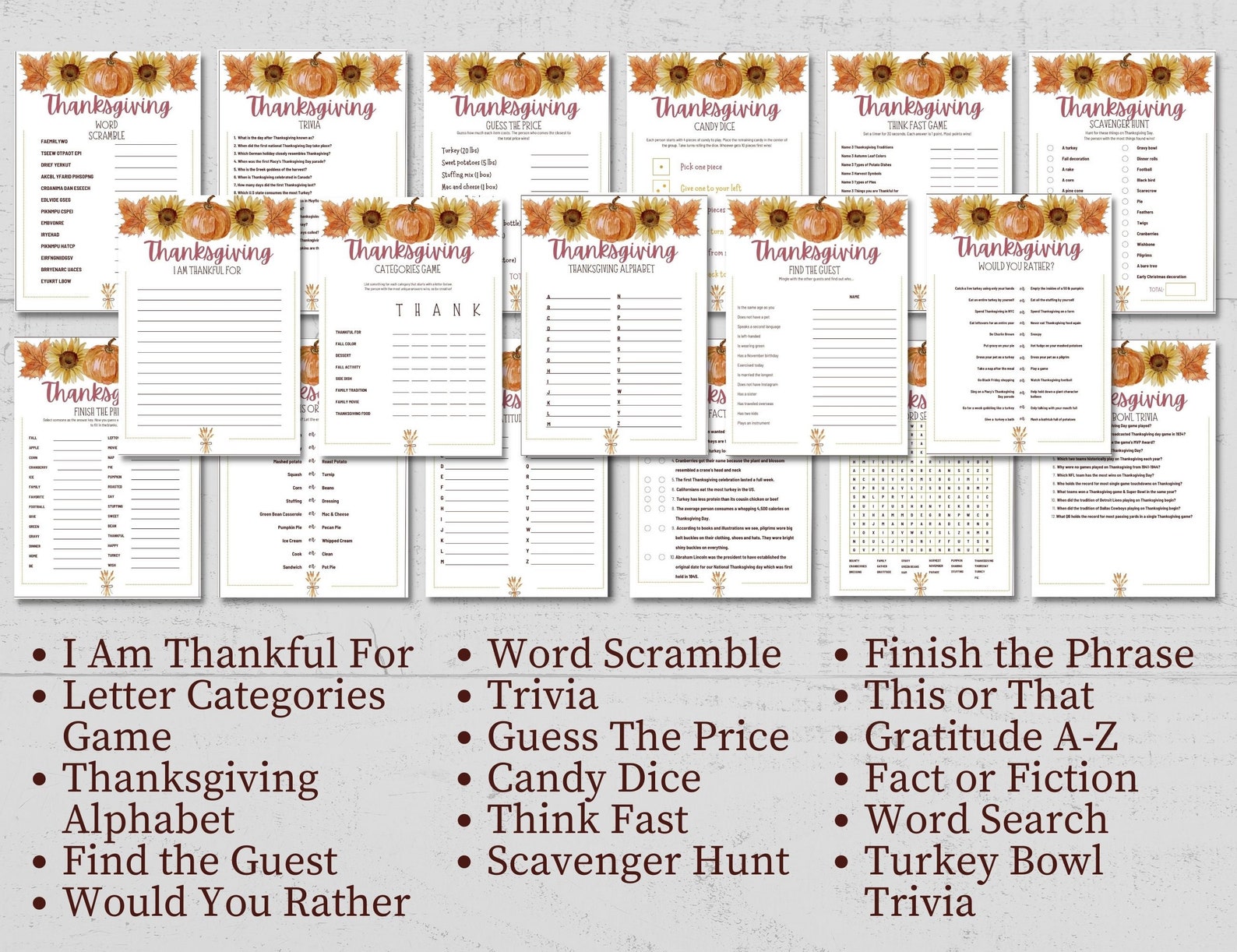Printable Thanksgiving Games and Activities Ultimate Bundle, Kid and ...
