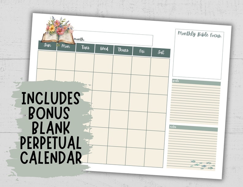 Printable Christian Calendar, 2024 Bible Verse Calendar, Perpetual ...