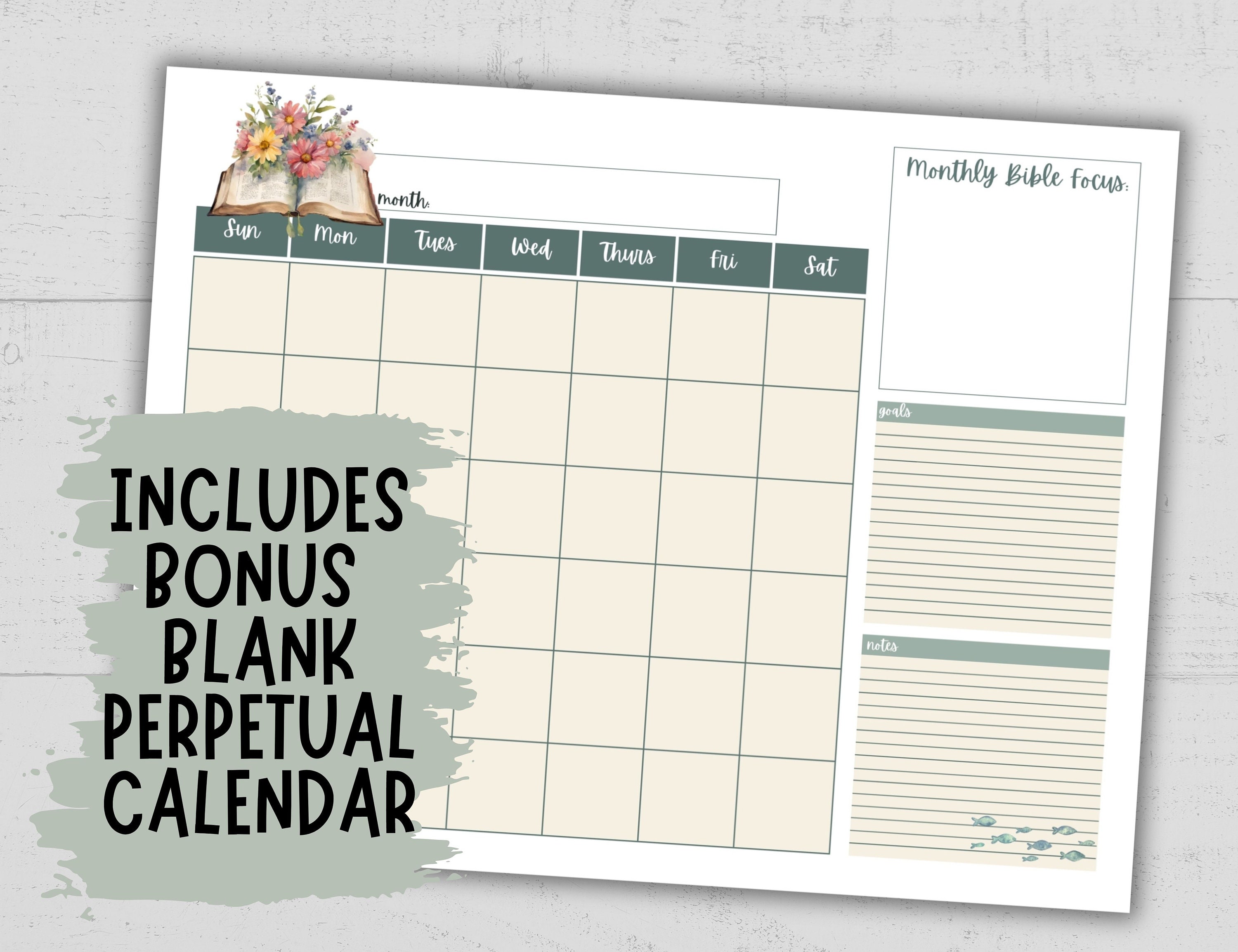 Printable Christian Calendar, 2024 Bible Verse Calendar, Perpetual ...