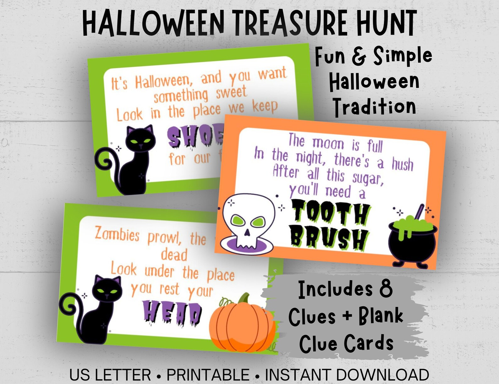 Printable Halloween Treasure Hunt Clues, Indoor Spooky Scavenger Hunt ...