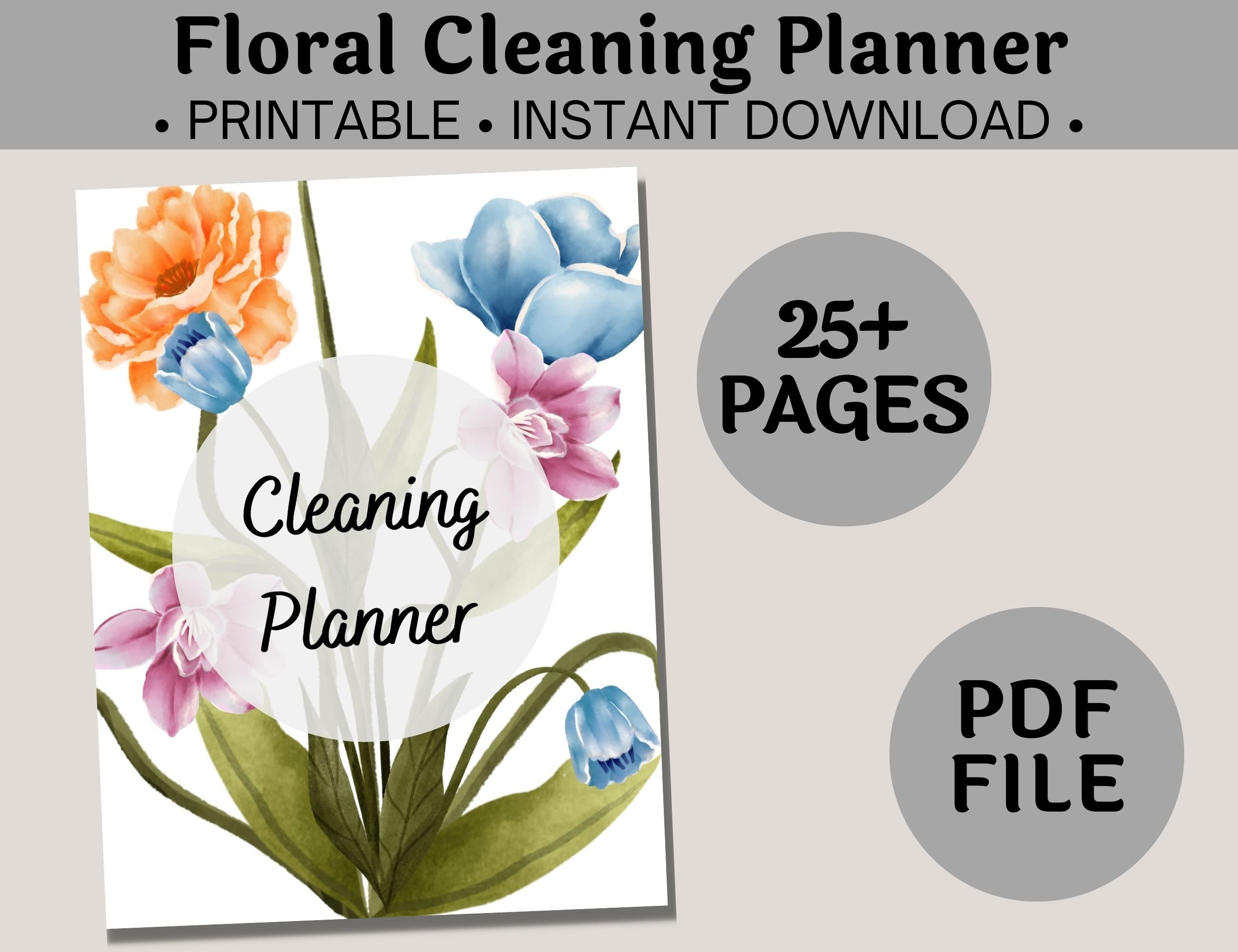 Printable Cleaning Checklist and Schedule With Floral Print Design - Etsy