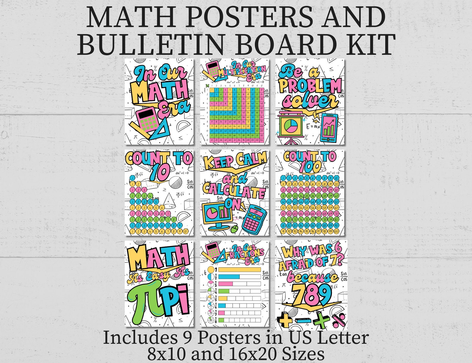 Math Classroom Bulletin Board Border Kit, Printable Retro Math ...